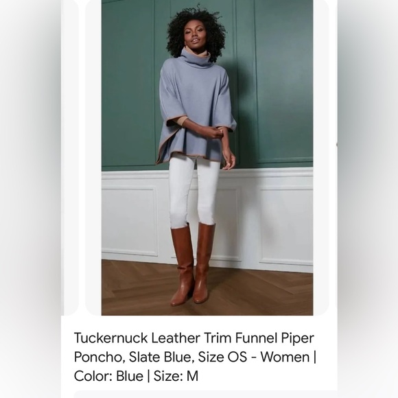 Tuckernuck | Tops | Tuckernuck Leather Trim Funnel Piper Poncho In ...